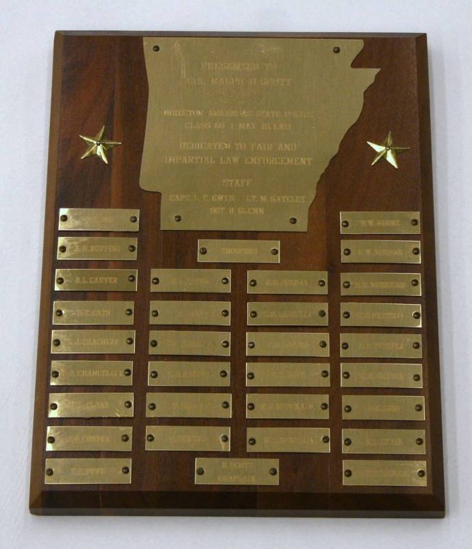 Plaque, Arkansas State Police Collection – Works – eMuseum