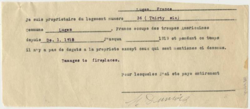 Billet, World War I Military Clearance – Works – eMuseum