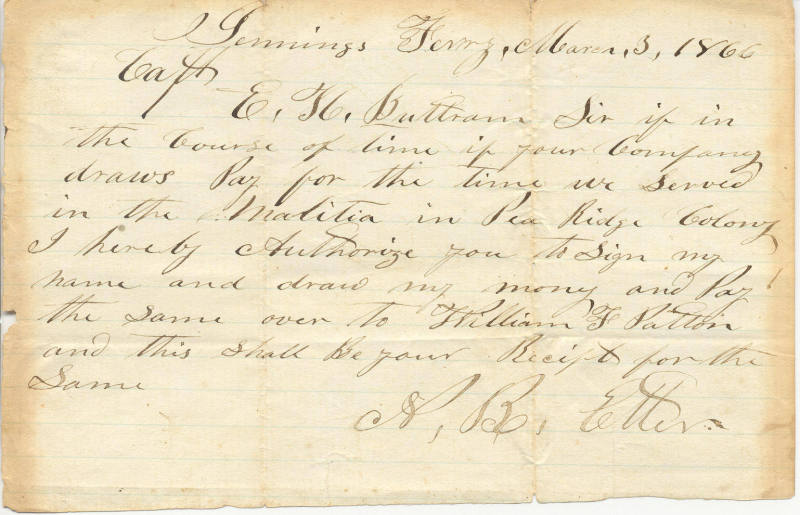 Letter, Jenkins Ferry – Works – eMuseum